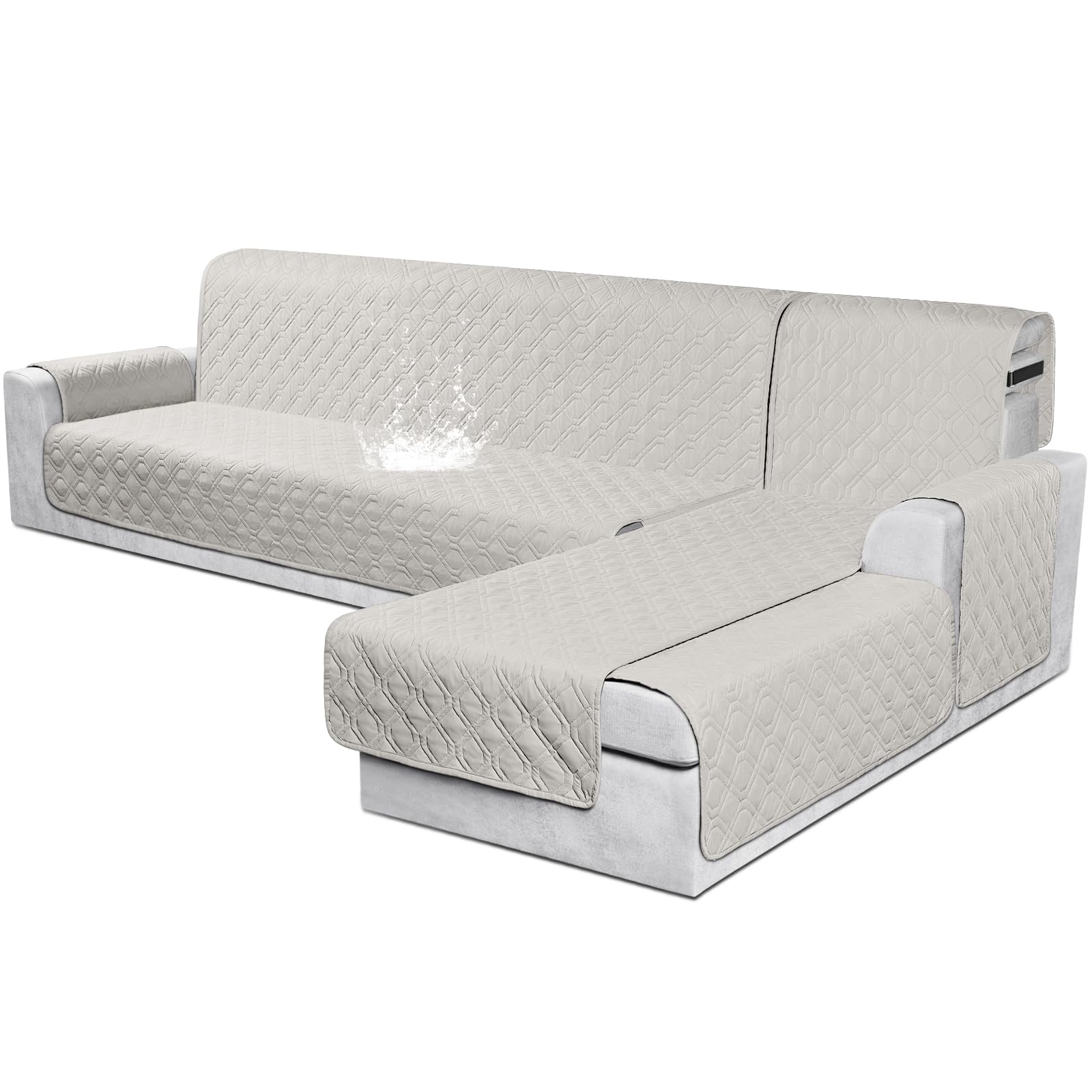 VANSOFY Sectional Couch Covers 100% Waterproof L Shaped Sofa Slipcover ...