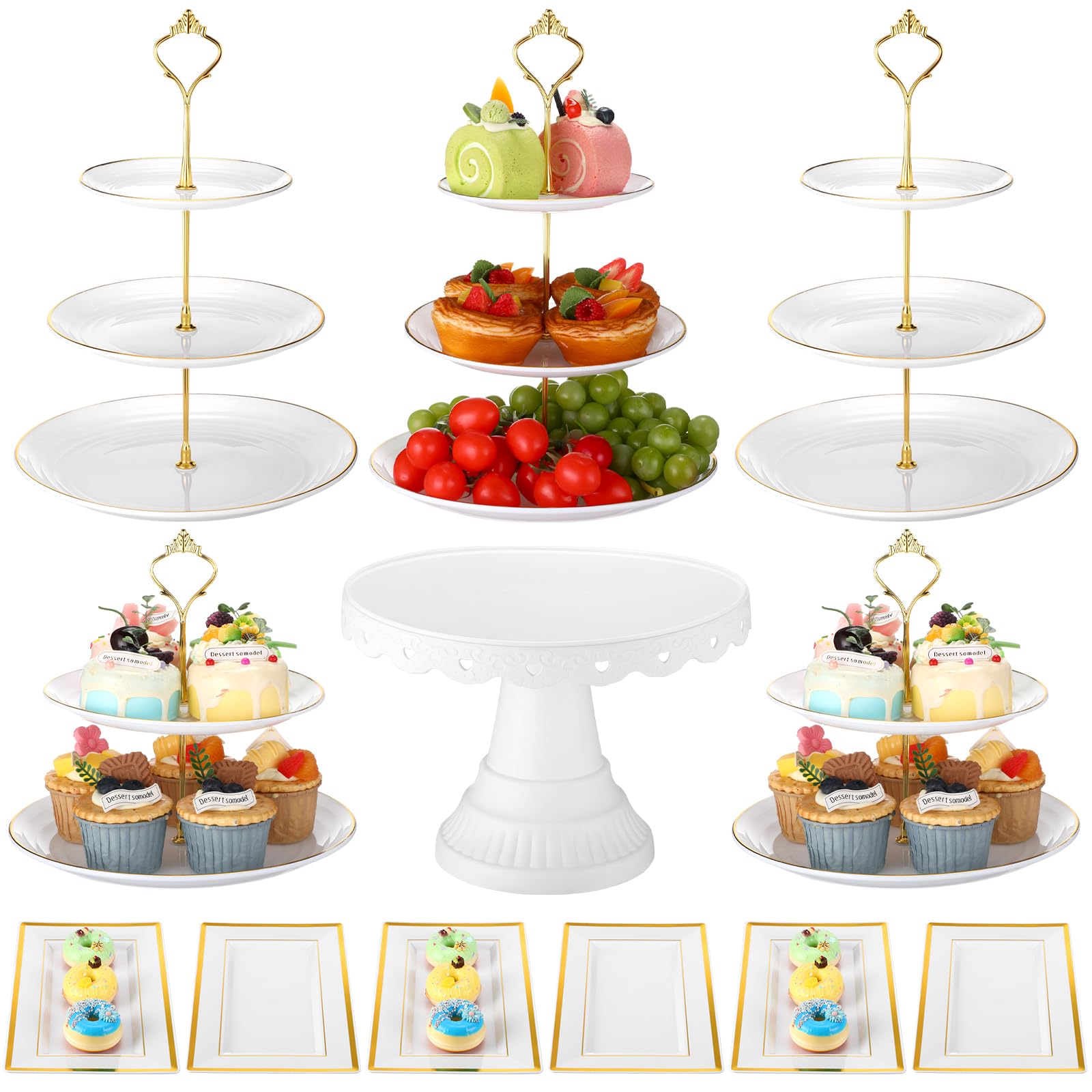 Willinglong 12 Pcs Dessert Table Display Stand Set Include 5 Cupcake ...