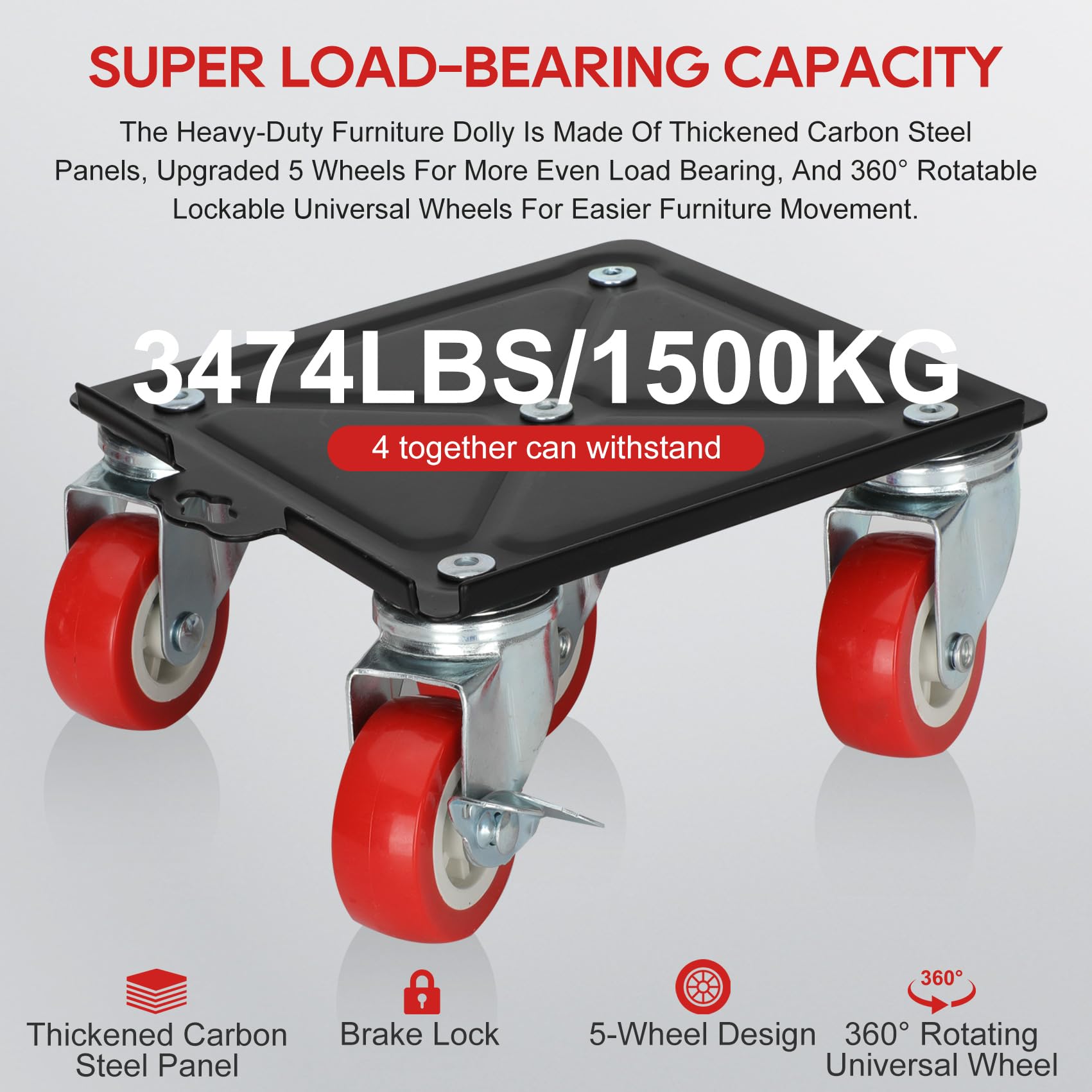 Mua Upgrade 4 Pack Furniture Dolly Movers with 5 Wheels, Furniture ...