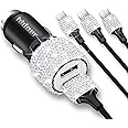 Amazon.com: Bling USB Car Charger 5V/2.4A White Crystal Decoration Dual ...