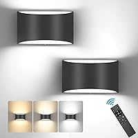SHYVIA Indoor Dimmable Wall Sconces Sets of 2, Modern Black Led Up Down ...