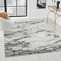 Amazon.com: LUXE WEAVERS Ivory Gold 5x7 Marble Abstract Area Rug : Home ...