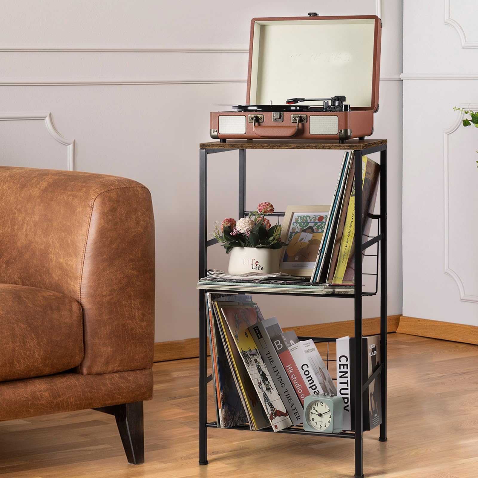 Mua Record Player Stand with Storage 3-Tier Vinyl Record Player Small ...