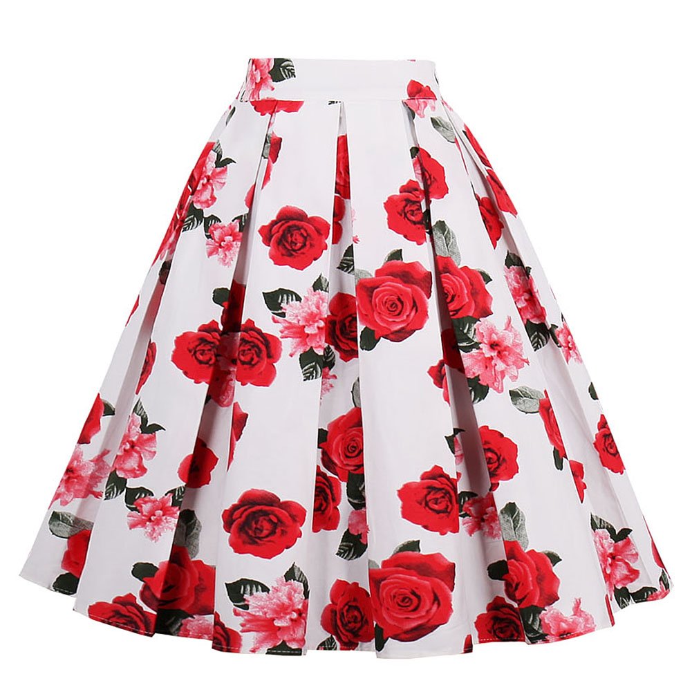 Falda Plisada Elegante de A-Line Falda de Cintura Alta para Rodilla ...