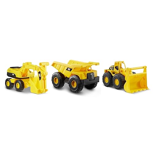 CAT Construction Toys, Mini Crew 3-Pack 7”, Push-Powered Yellow ...