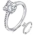 1.25 Carat Princess Cut Cubic Zirconia CZ Sterling Silver 925 Engagement, Wedding Ring Sizes 4 ...