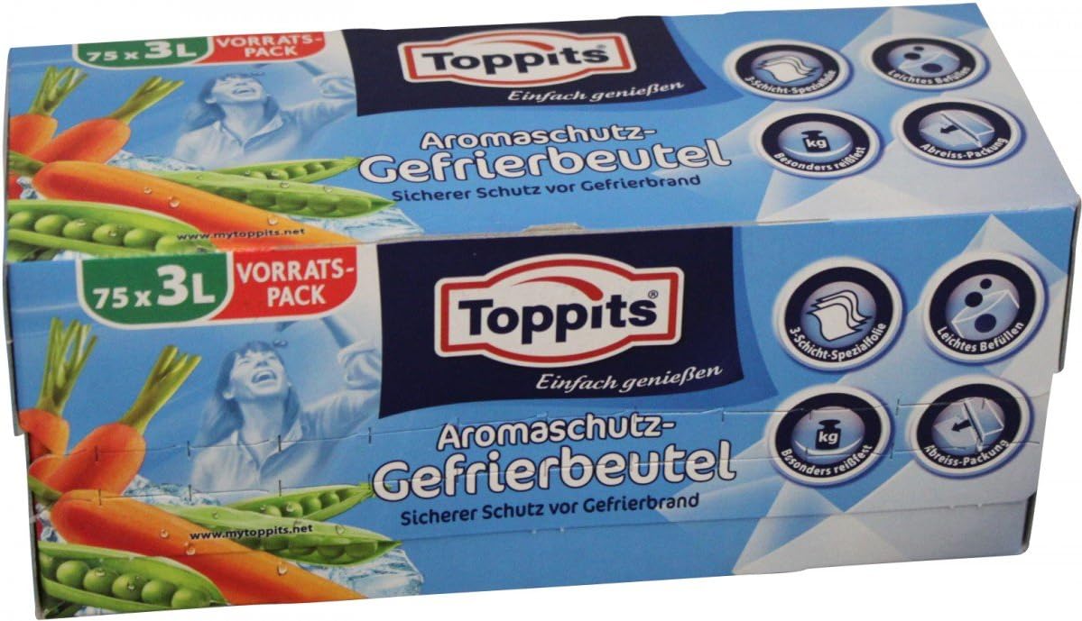 Toppits Aromaschutz-Gefrierbeutel 3L 75 Beutel: Amazon.de: Drogerie ...