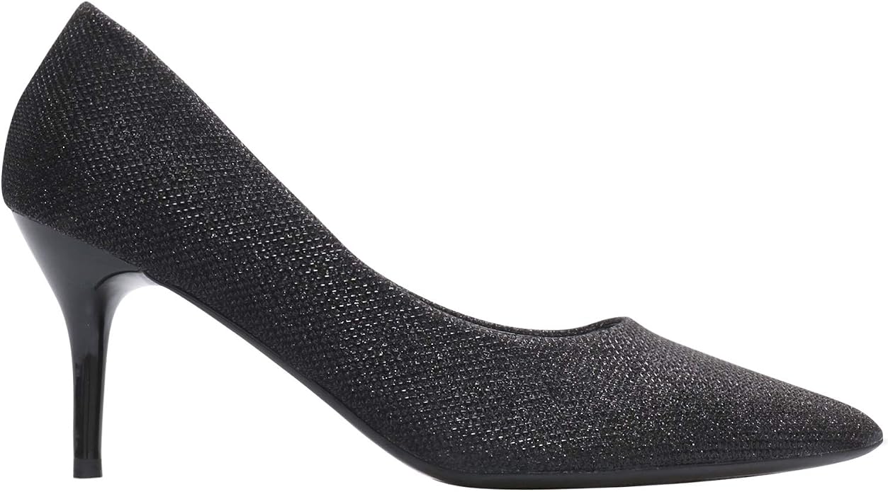 KRISP Damen Glitzer Stiletto Absatz Pumps, Schwarz (3235), 38, 3235-BLK ...