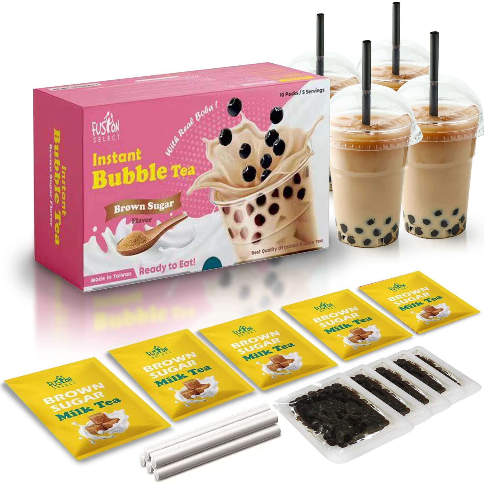 Mua Fusion Select Authentic Bubble Tea Kit Extra Rich (5 Packs) Bubble Tea Drink, Boba Tapioca ...