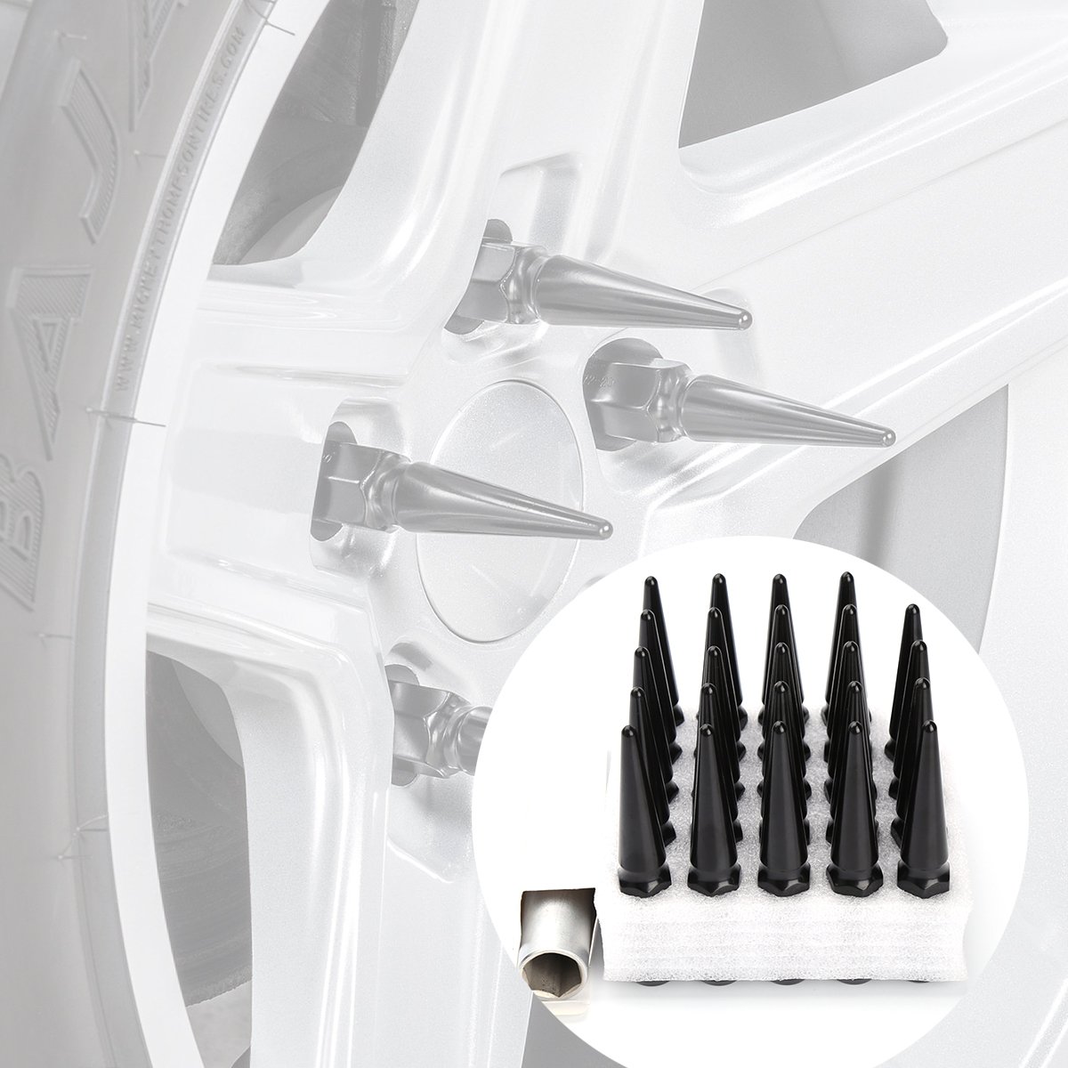 Industrial & Scientific KSP 24 Pc Spiked Solid Metal Lug Nuts M14x1.5 Thread 4.4 Tall Closed End ...