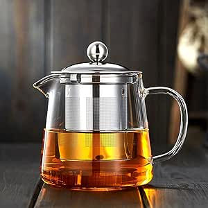 Amazon.com | Mini Size Glass Teapot Tea Kettle-with Stainless Steel ...