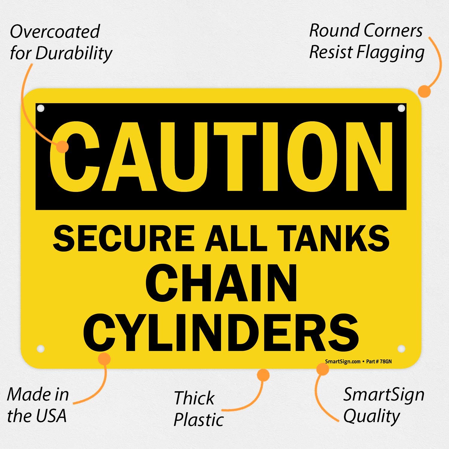 SmartSign "Caution - Secure All Tanks, Chain Cylinders" Sign | 7" X 10 ...