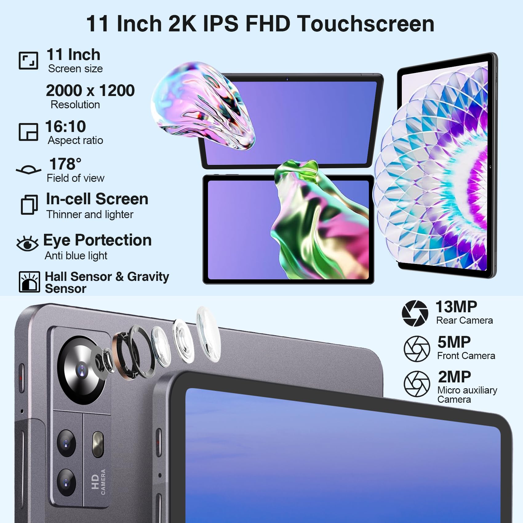 2023 Newest 11 inch Tablet Android 13 Tablets 16GB RAM 256GB ROM 1TB ...