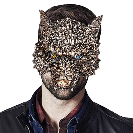 Mua [BonSem] 4 Werewolf Mask, Werewolf Mask Halloween Golden Half Face ...