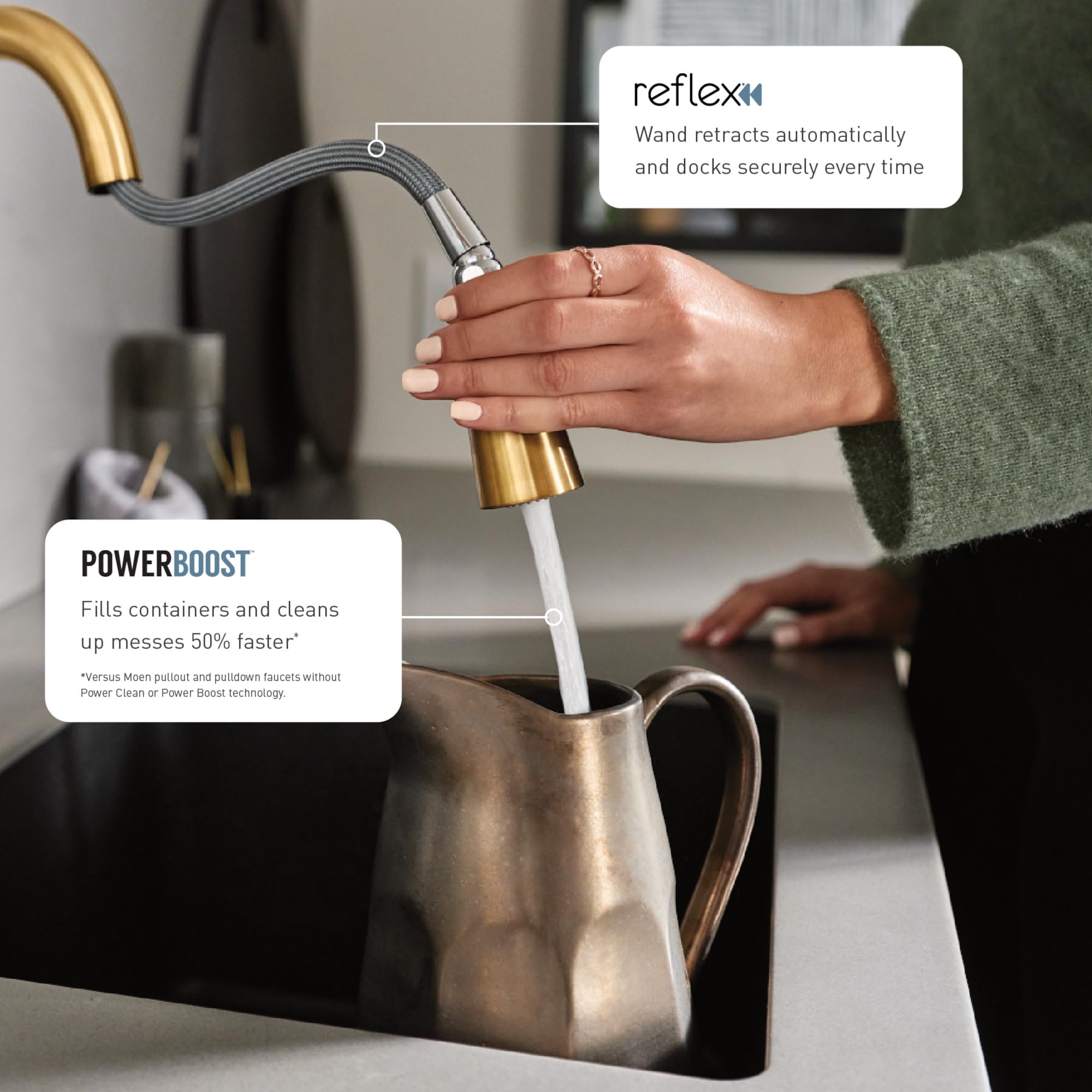 Mua Moen Sleek Brushed Gold One-Handle High Arc Kitchen Faucet with ...