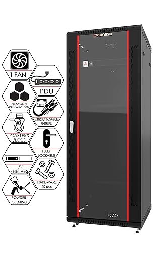 Server Rack - Wall Cabinet - 18U Wall Mount Rack Enclosure with Fans - Audio Rack - Network Rack ...