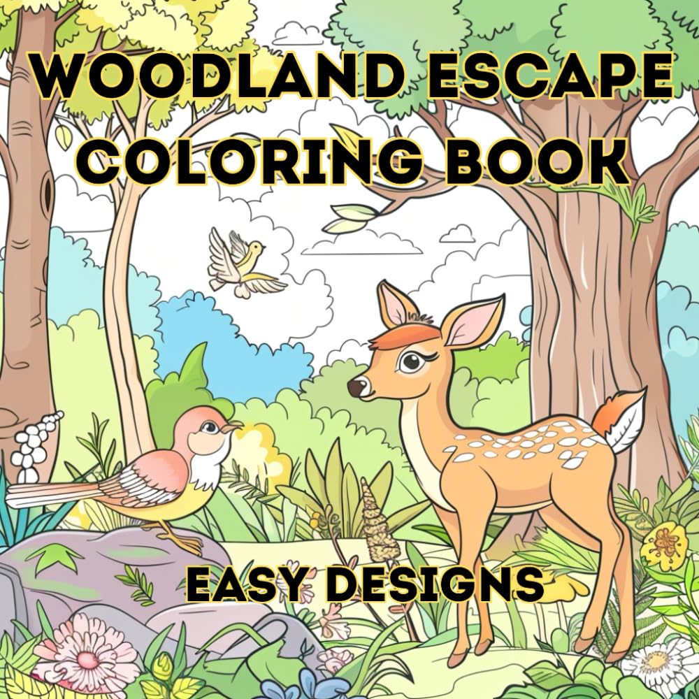 Mua Woodland Escape Coloring Book: Easy designs for kids and adults ...