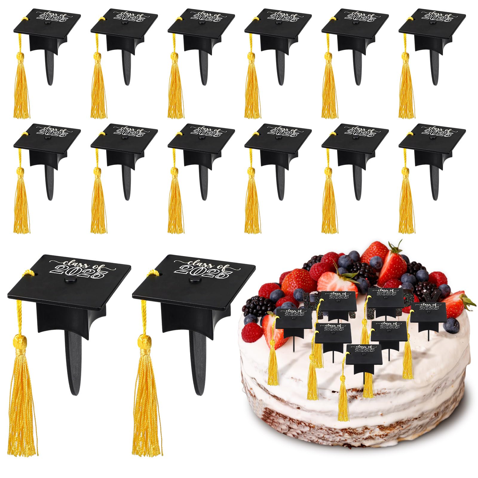 Sinload 36 Pcs Graduation Cap Cupcake Toppers Class of 2025 Cupcake ...