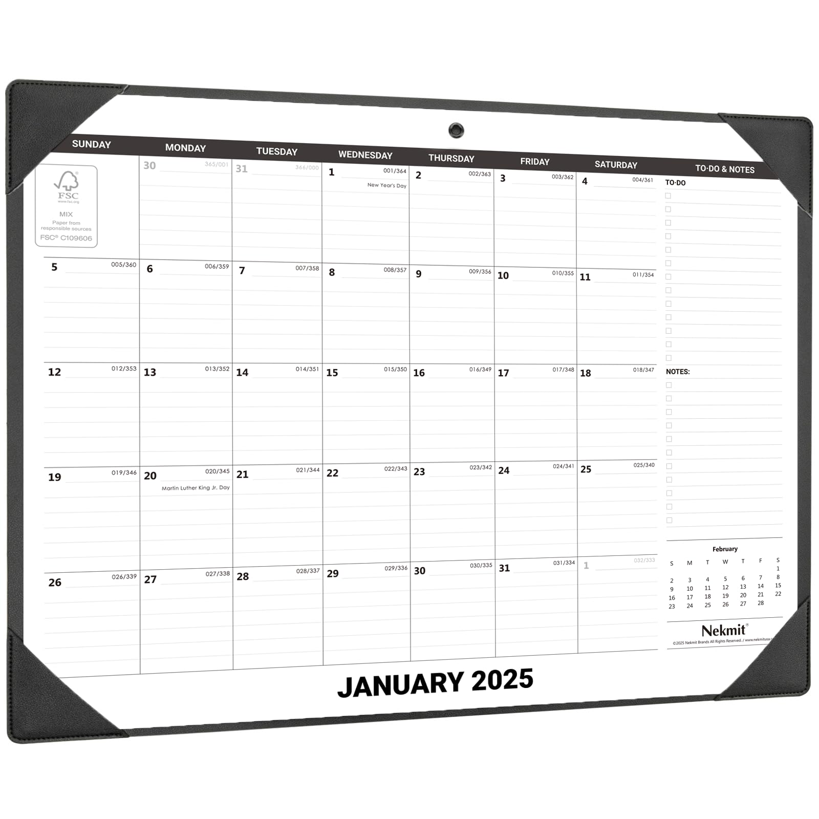 Nekmit Large Desk Calendar 2025 with Desk Protecting Pad, Runs From ...
