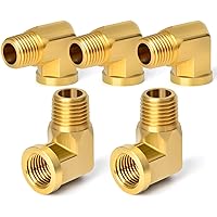 GASHER 2pcs 90 Degree Barstock Street Elbow, 1/4 Inch NPT Male Pipe to 1/4 Inch NPT Female Brass ...