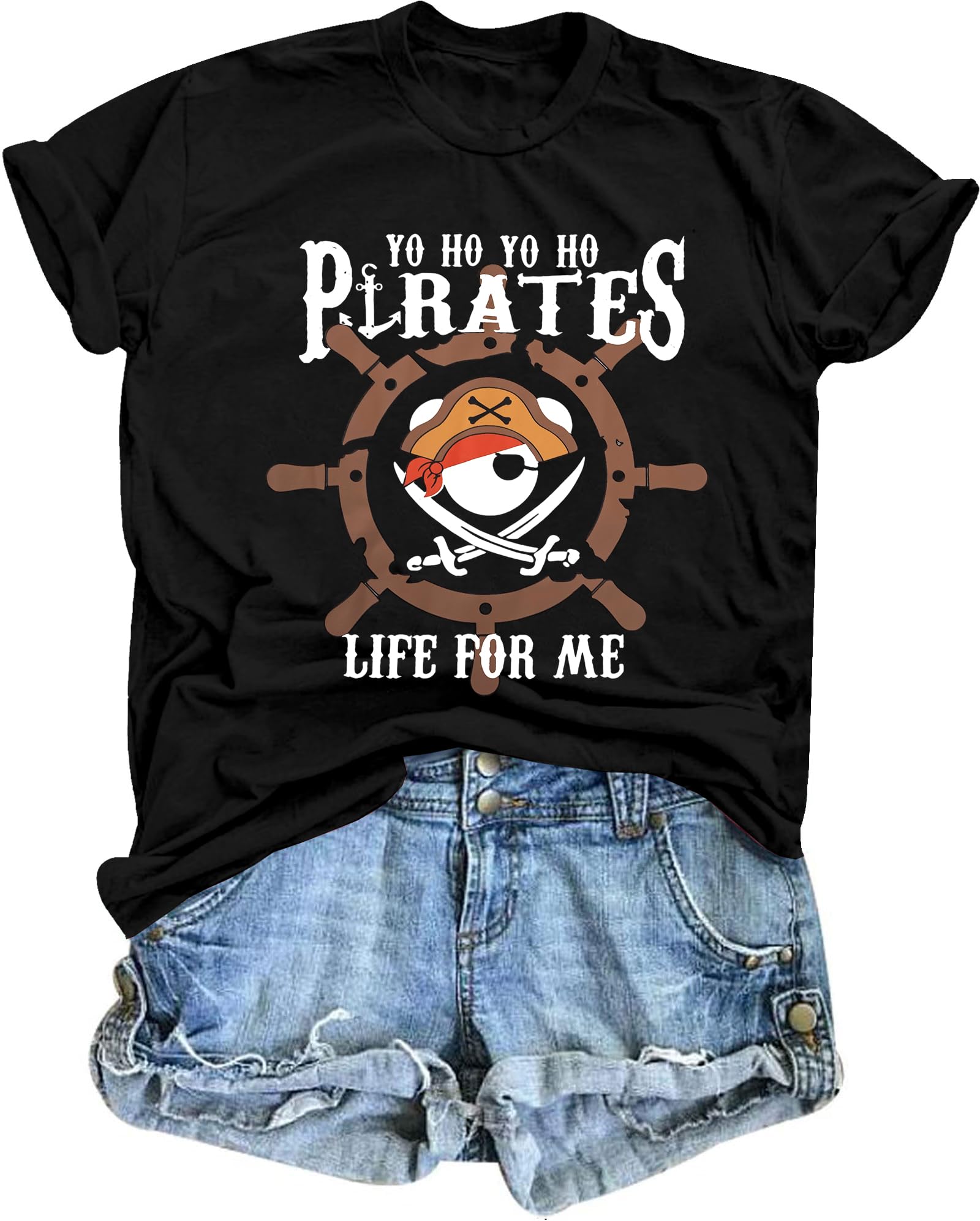 Pirate Shirts Women Yo Ho Yo Ho A Pirate Life for Me Graphic Tee ...