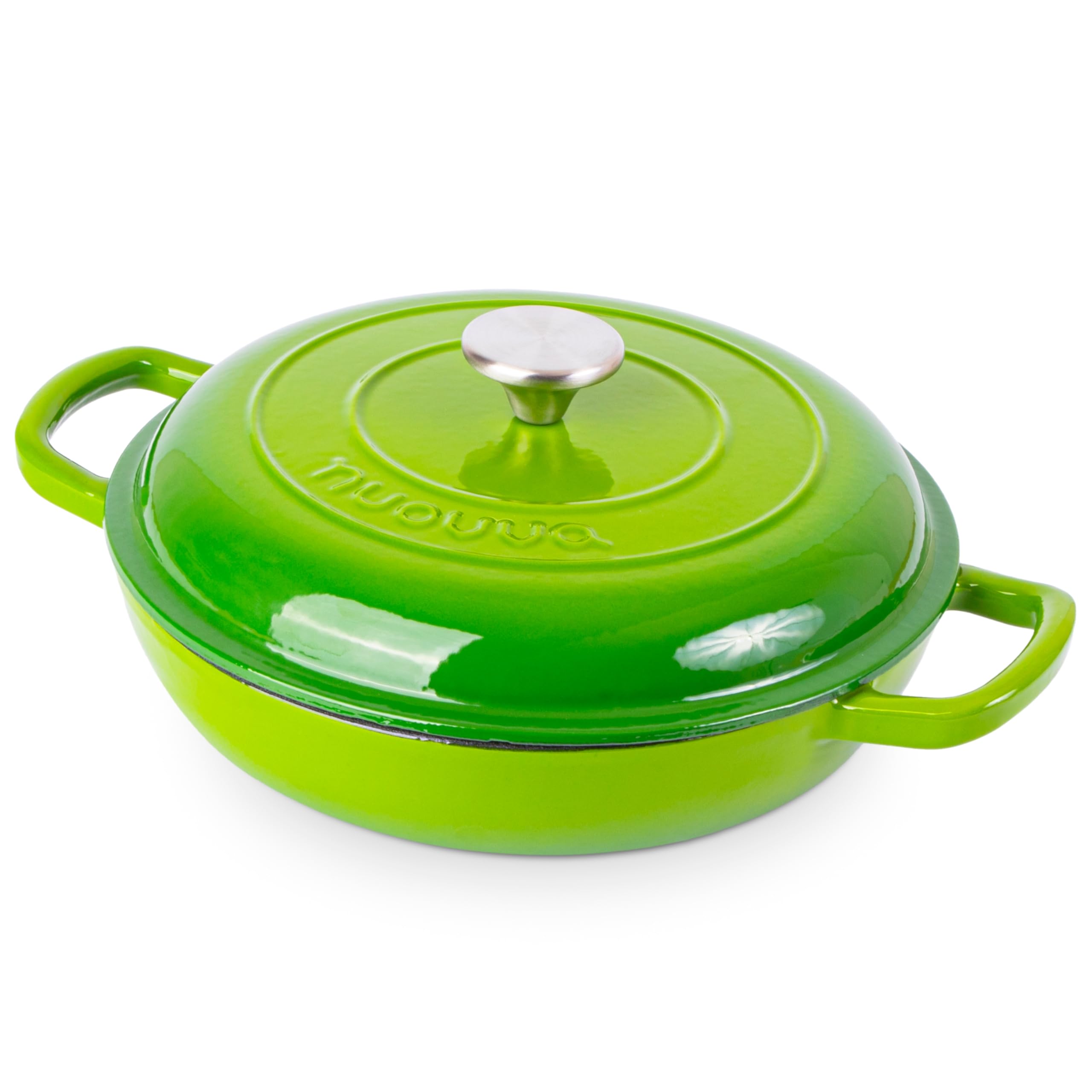 Shallow Cast Iron Casserole with Lid – Non Stick Dutch Oven Pot, Oven ...