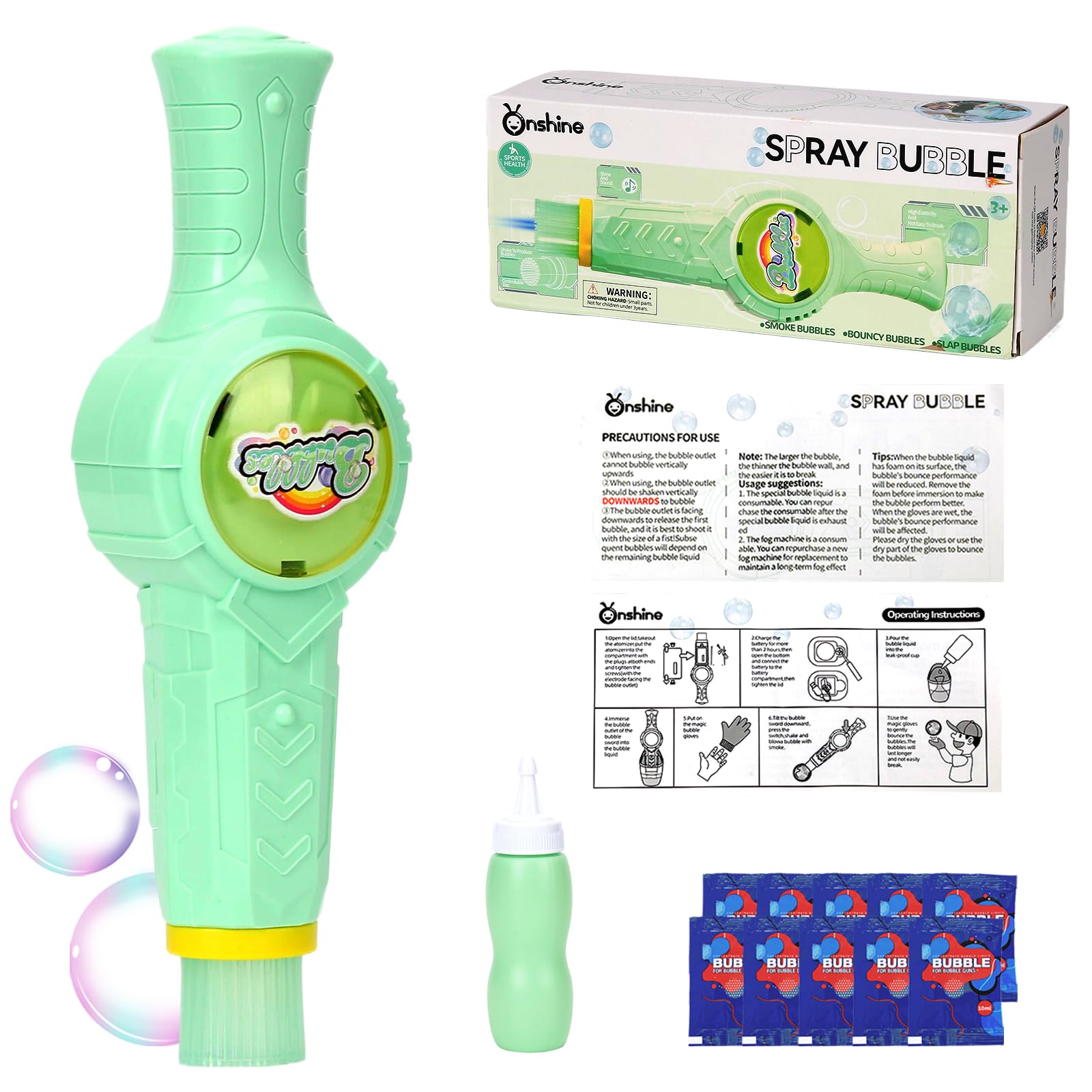 Elastic Bubble Fog Wand, Magic Smoke Bubble Machine with 10 Packets of ...