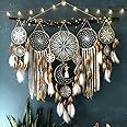 Amazon.com: Set of 5 Boho, Hanging Large Boho Dream Catcher Macrame Wall Hanging Moon Dream ...