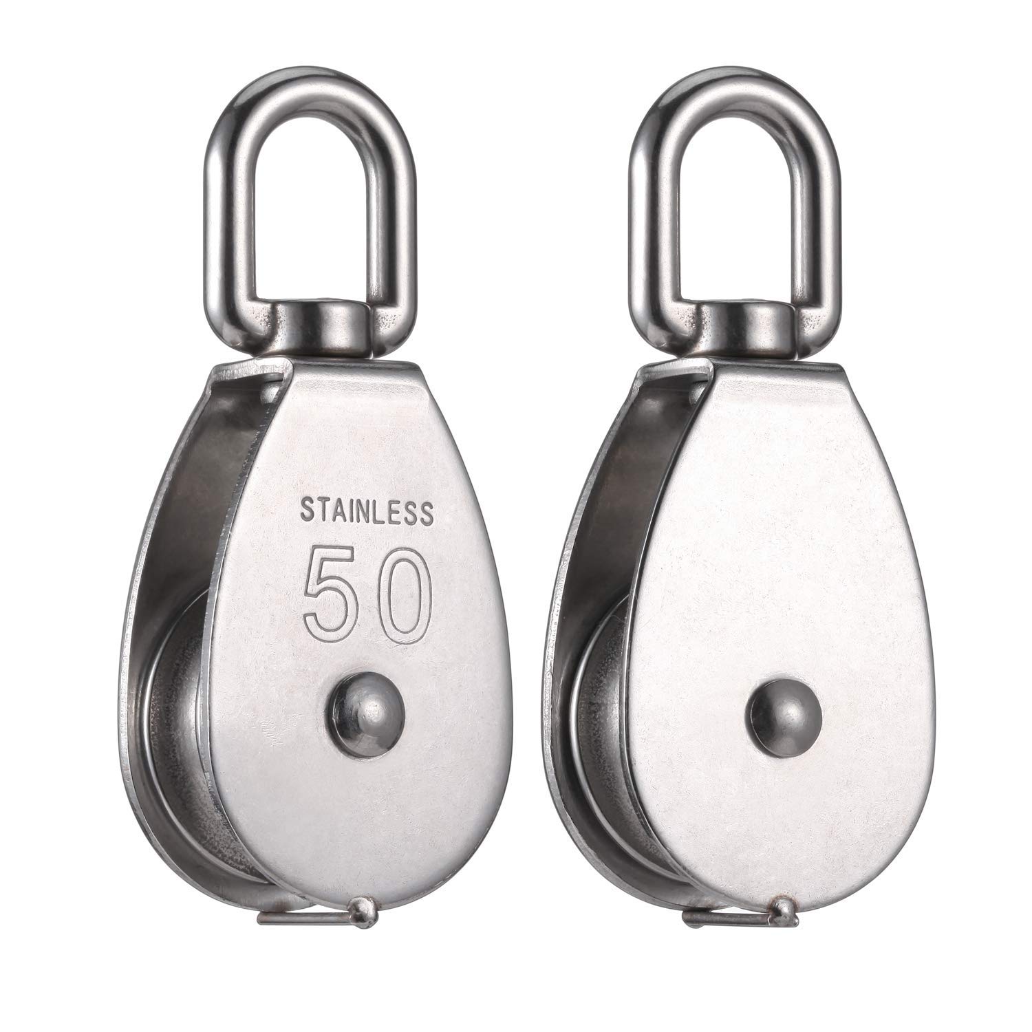 M50 Single Pulley Block, 50MM Heavy Duty 304 Stainless Steel Pulley ...