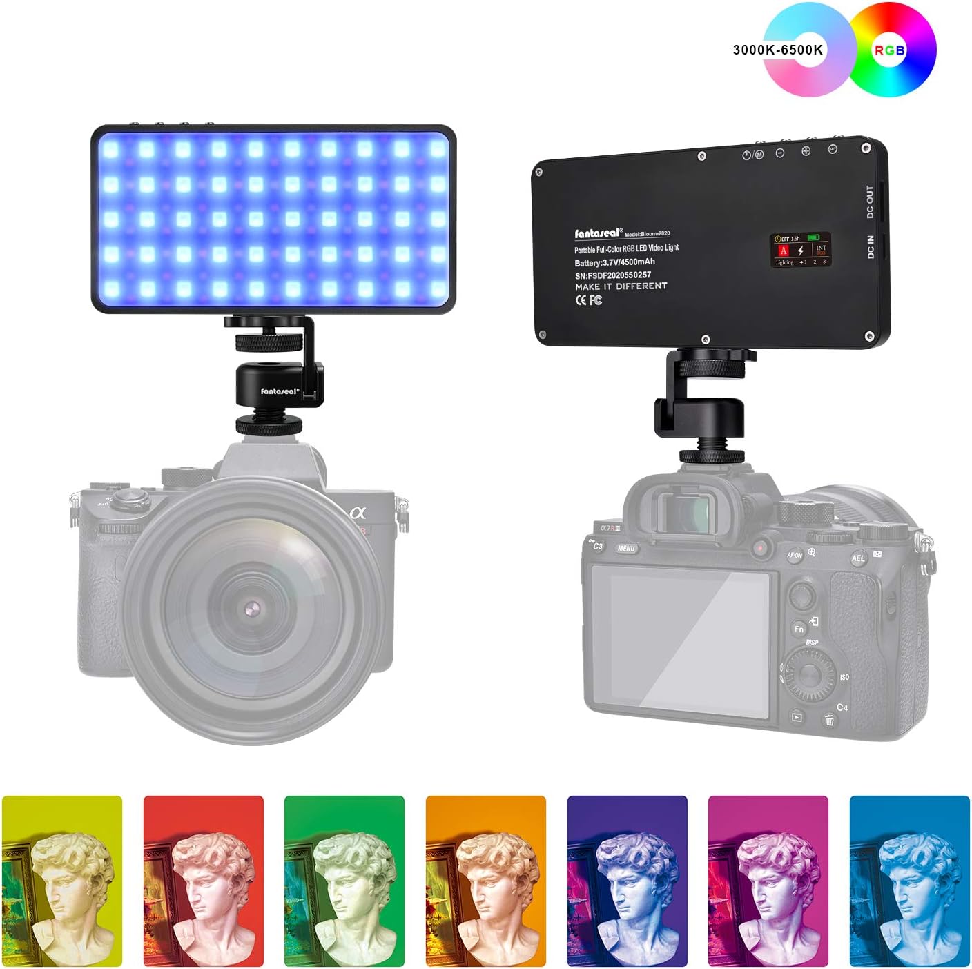 Fantaseal Portable Full Color RGB LED Video Light +Soft Box Set, Mini ...