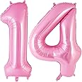 Amazon.com: Pink Number 14 Balloon, 40 Inch Big Large Foil Helium ...