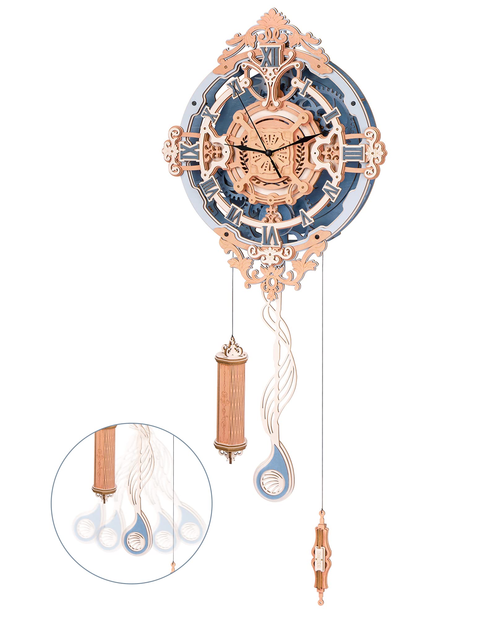 ROBOTIME Clock Wooden Puzzle, 3D Puzzle for Adults Wooden Metal ...