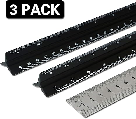 Scale Ruler Architect, 3pcs Metal Aluminium Engineer Triangular Scale ...