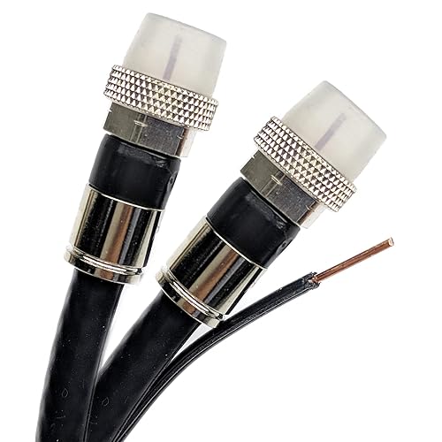 55ft 3GHz Aerial Dual Solid Bare Copper RG6 w/Copper Ground Messenger ...