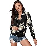 Amazon.com: FV RELAY Women's Slim Fit Floral Print Baseball Bomber ...