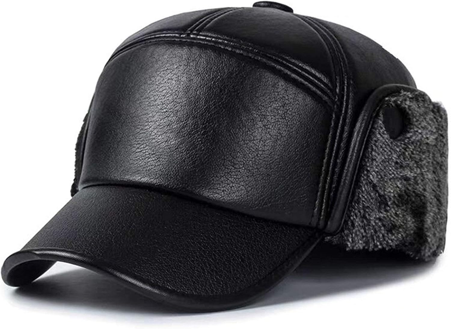 Winter Leather Baseball Cap For Men Warmer Earflap Fitted Hats Mens Winter Leather Baseball Cap For Men Warmer Earflap Fitted Hats Mens