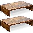 Amazon.com: TEAMIX Monitor Riser - 2 Pack, Rustic Brown Wood Adjustable ...
