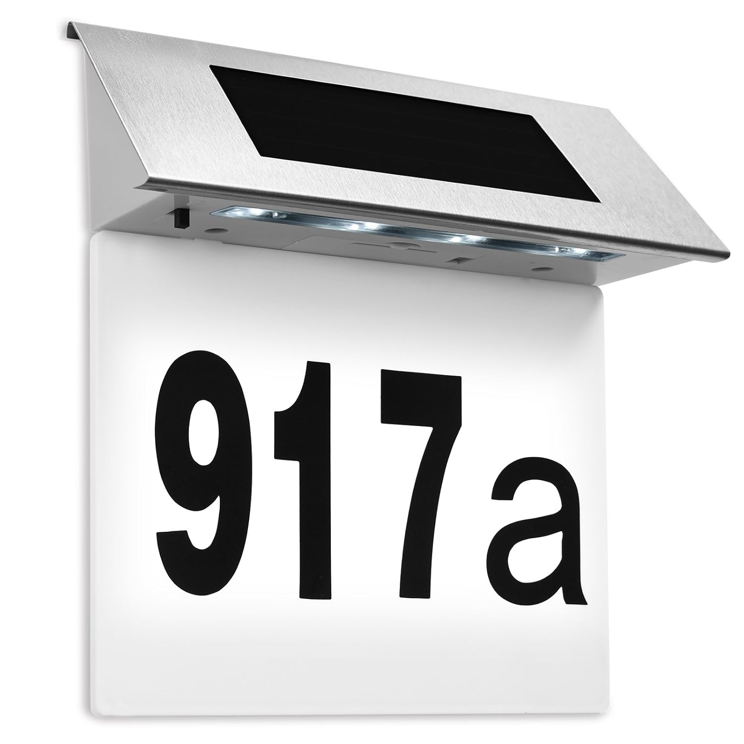 Solar LED Stainless Steel House Number With 4 Strong LEDs Outdoor Wall solar-led-stainless-steel-house-number-with-4-strong-leds-outdoor-wall