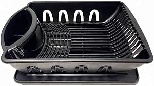 Amazon.com - Heavy Duty Large Black Plastic Sink Set with Dish Rack ...