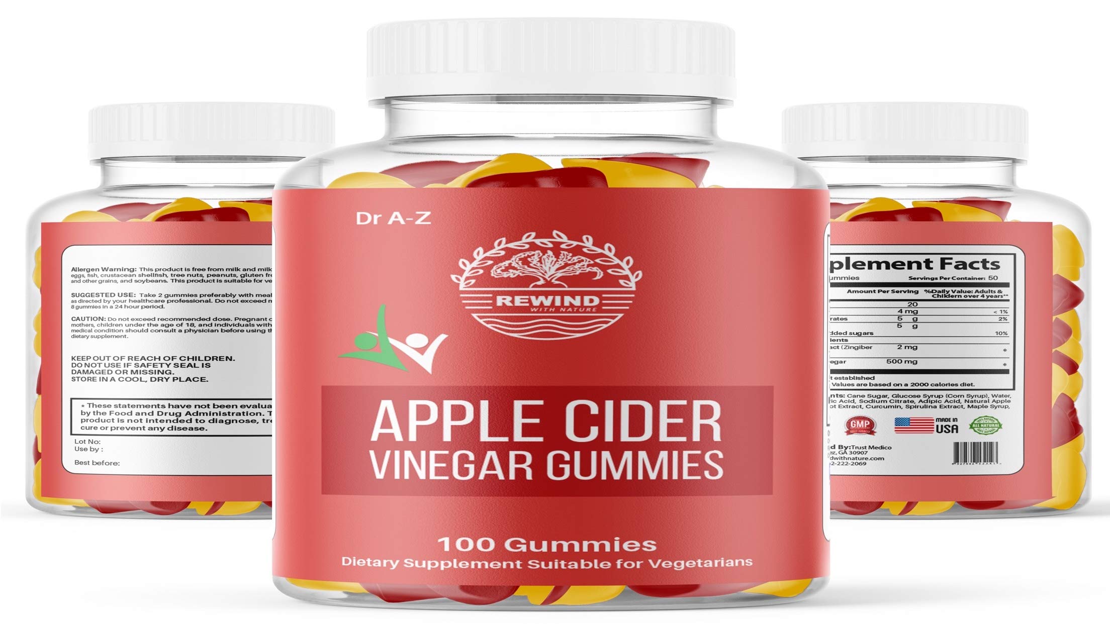 Buy Apple Cider Vinegar Gummies, Pack 100% Nature’s Pure Raw Unfiltered ...