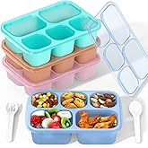 Amazon.com: Bento Box Adult Lunch Box - 4 Pack, 5 - Compartment Meal Prep Container for Kids ...