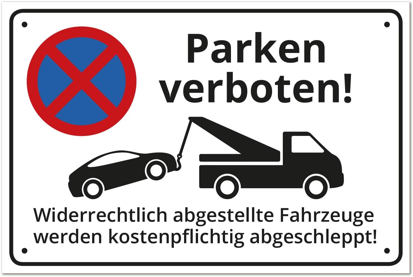Schild Parken verboten | Alu | 30 x 20 cm, 3 mm Stärke | inklusive ...