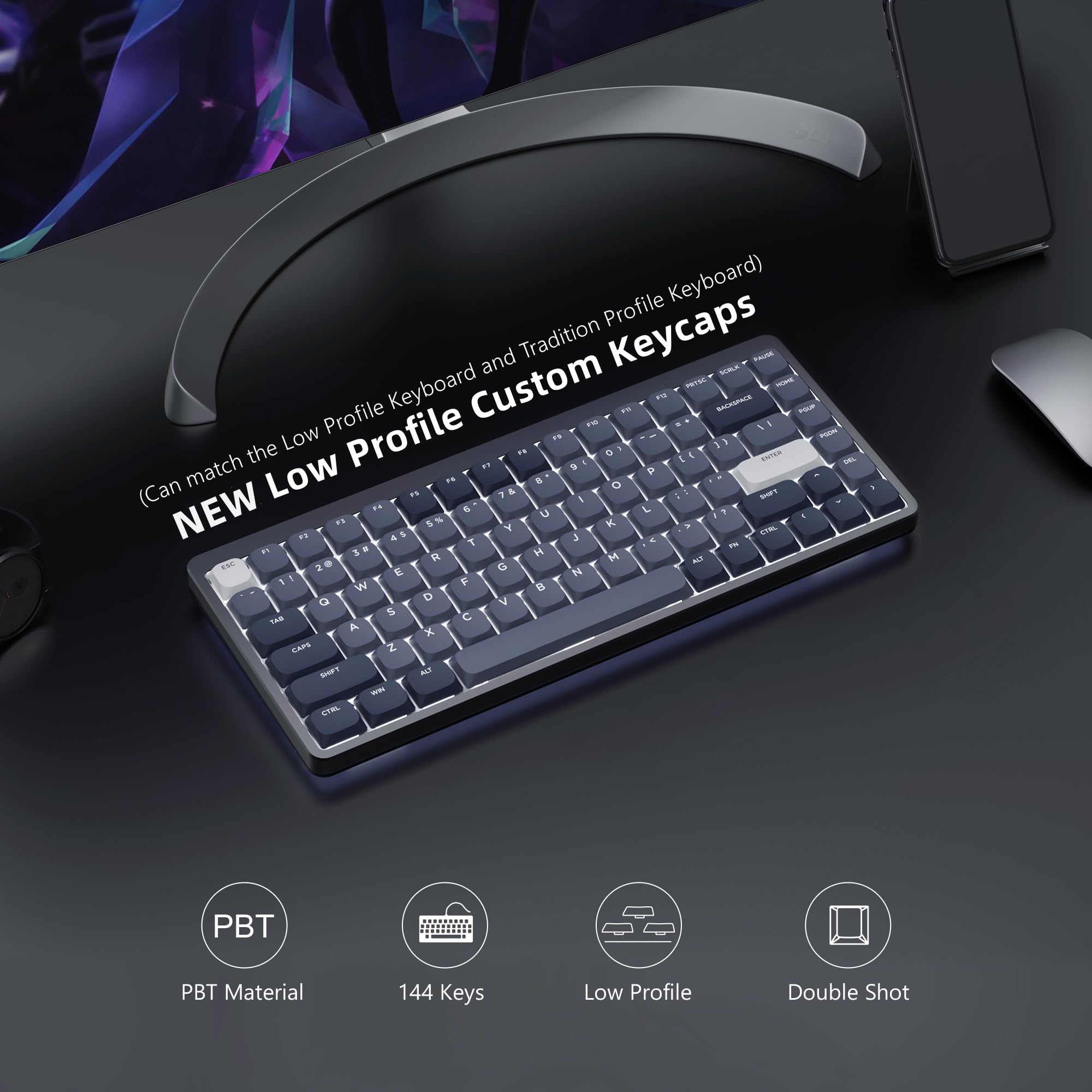 Mua Womier Low Profile Keycaps, PBT Keycaps 144 Keys Custom Keyboard ...