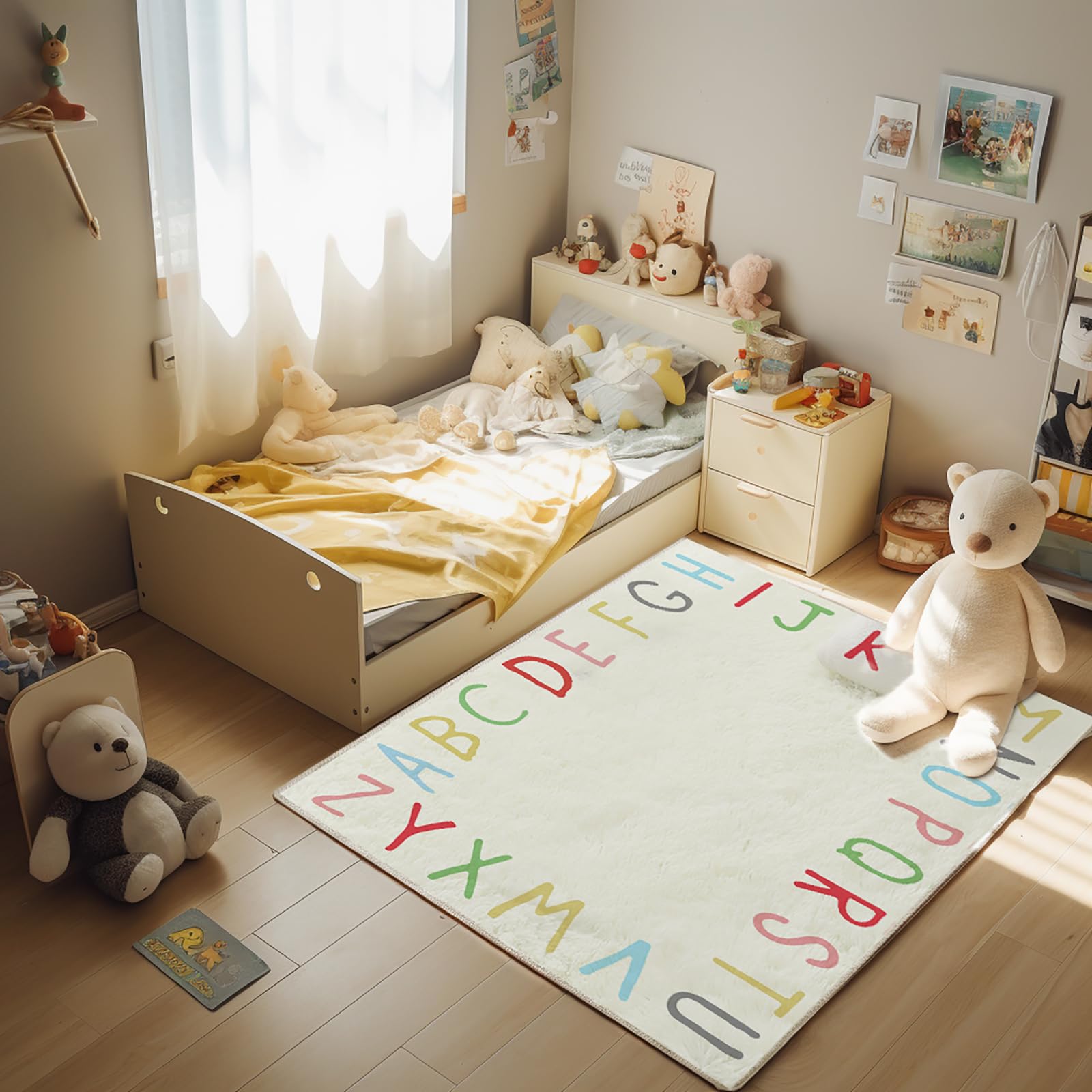 SHIPKEY 5x7 Feet Living Room Rugs, Cartoon Alphabet Nursery Rug for ...