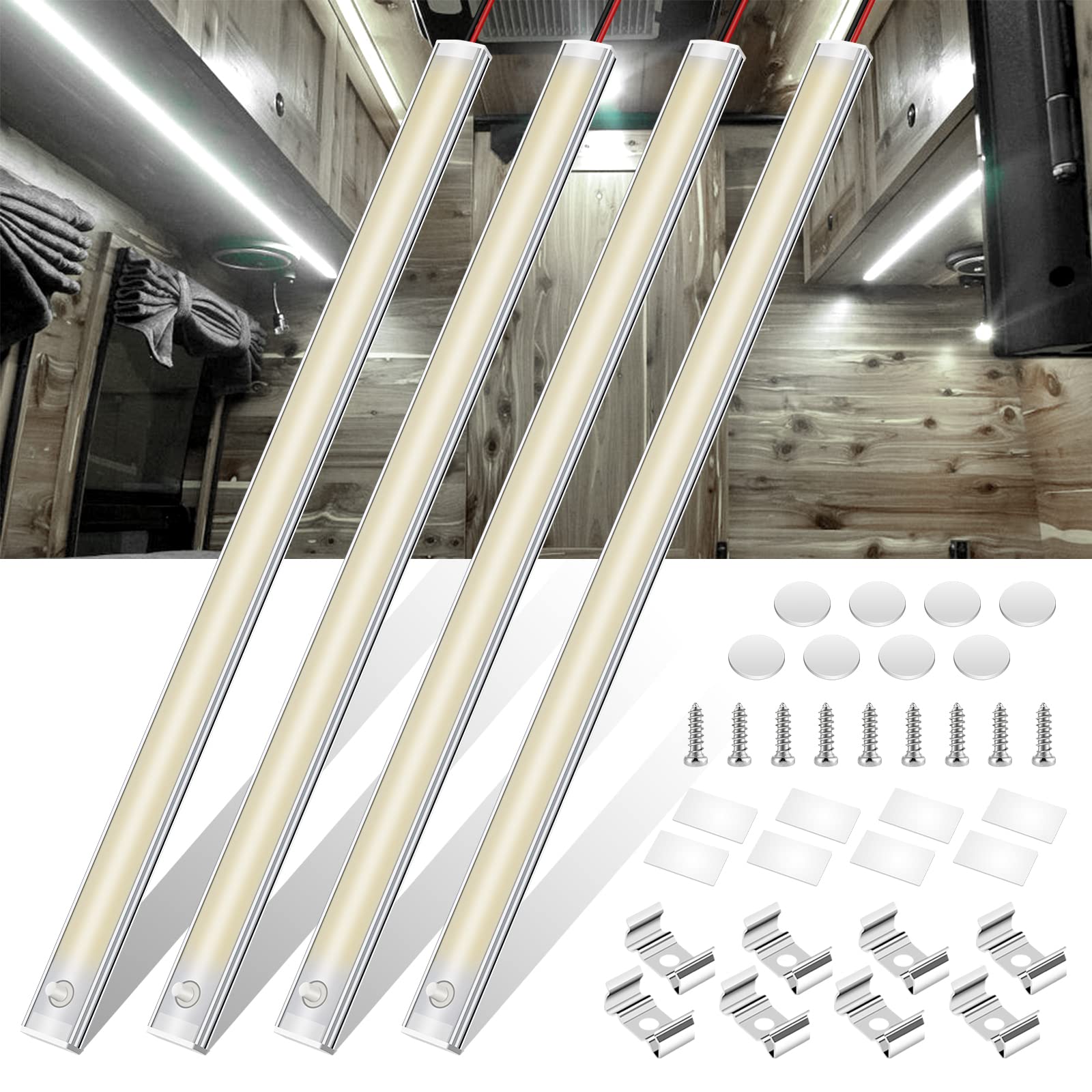 WELLUCK 12V Interior LED Light Bar, 1600LM COB Interior Light Strip w ...