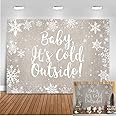 Amazon.com : Mocsicka Winter Baby Shower Backdrop Baby It's Cold Outside Party Decorations ...