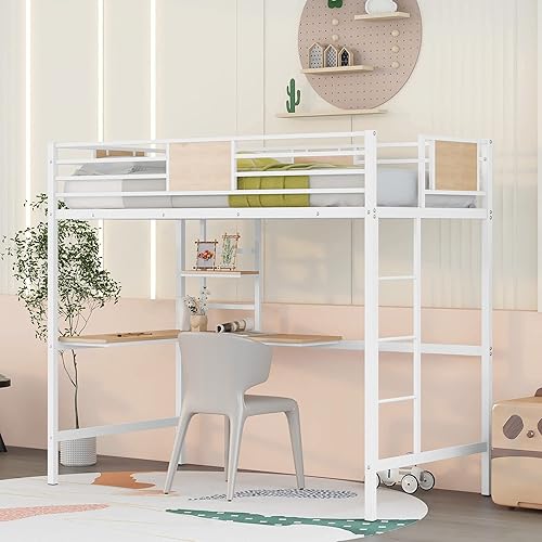 Harper & Bright Designs Twin Size Metal Loft Bed Frame, Loft Bed Twin ...