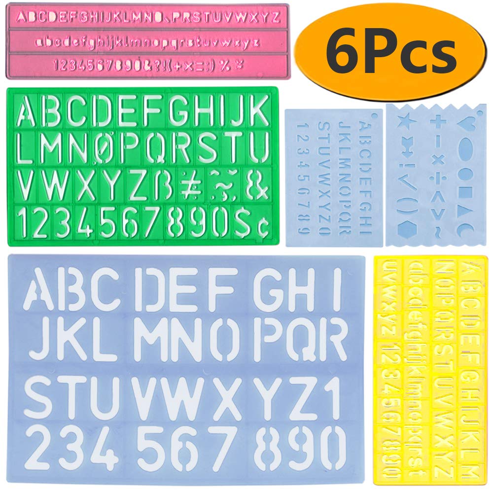 Buy 6 Piece Plastic Letter Stencil Alphabet Stencils Ruler Sets Drawing