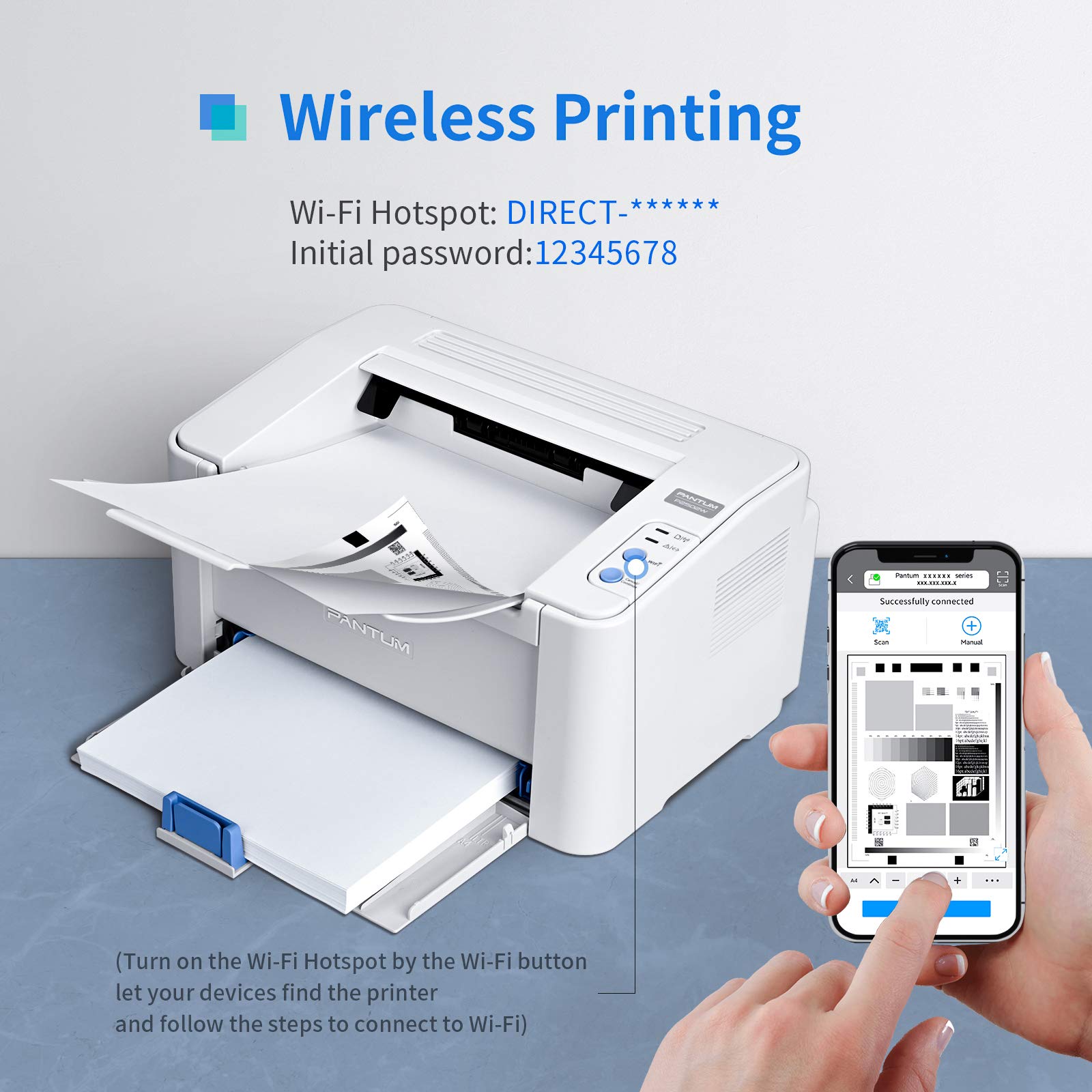 Black and White Laser Printer Wireless Small Compact Printer Wireless ...