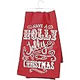 Amazon.com: Primitives by Kathy Holly Jolly Dish Towel, Red/White, 28 ...